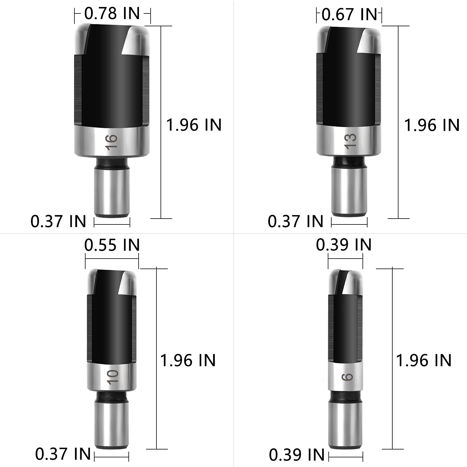 MEIGGTOOL 23pcs Woodworking Chamfer Drilling Tool, 8pcs Wood Plug Cutter Drill, 7pcs Three Pointed Countersink Drill Bit with L-Wrench, 6pcs 1/4" Hex 5 Flute 90 Degree Countersink Drill Bits