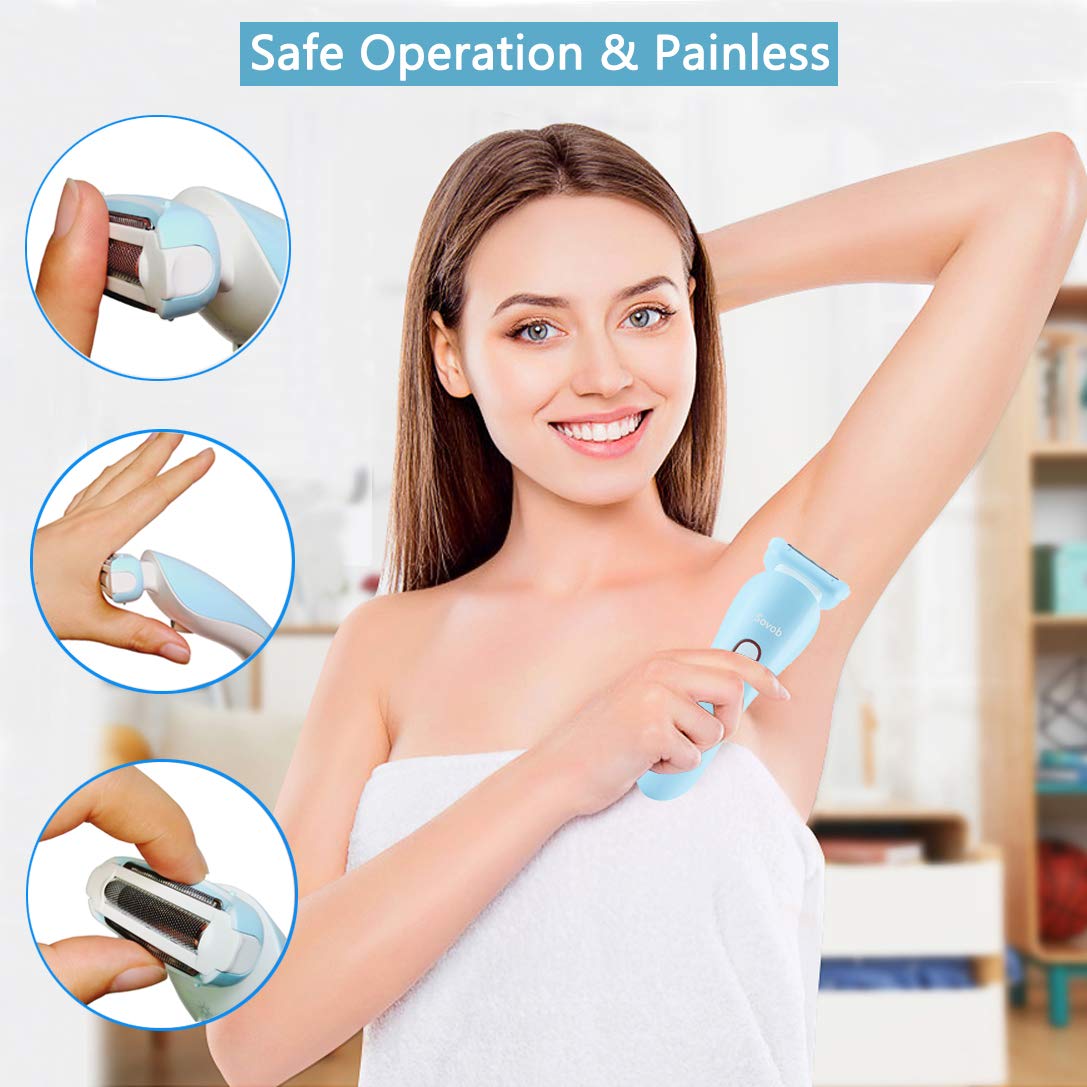 Sovob Electric Razor for Women Painless Lady Shaver Hair Remover for Womens Legs and Underarms Bikini Trimmer Wet and Dry Waterproof with LED Light