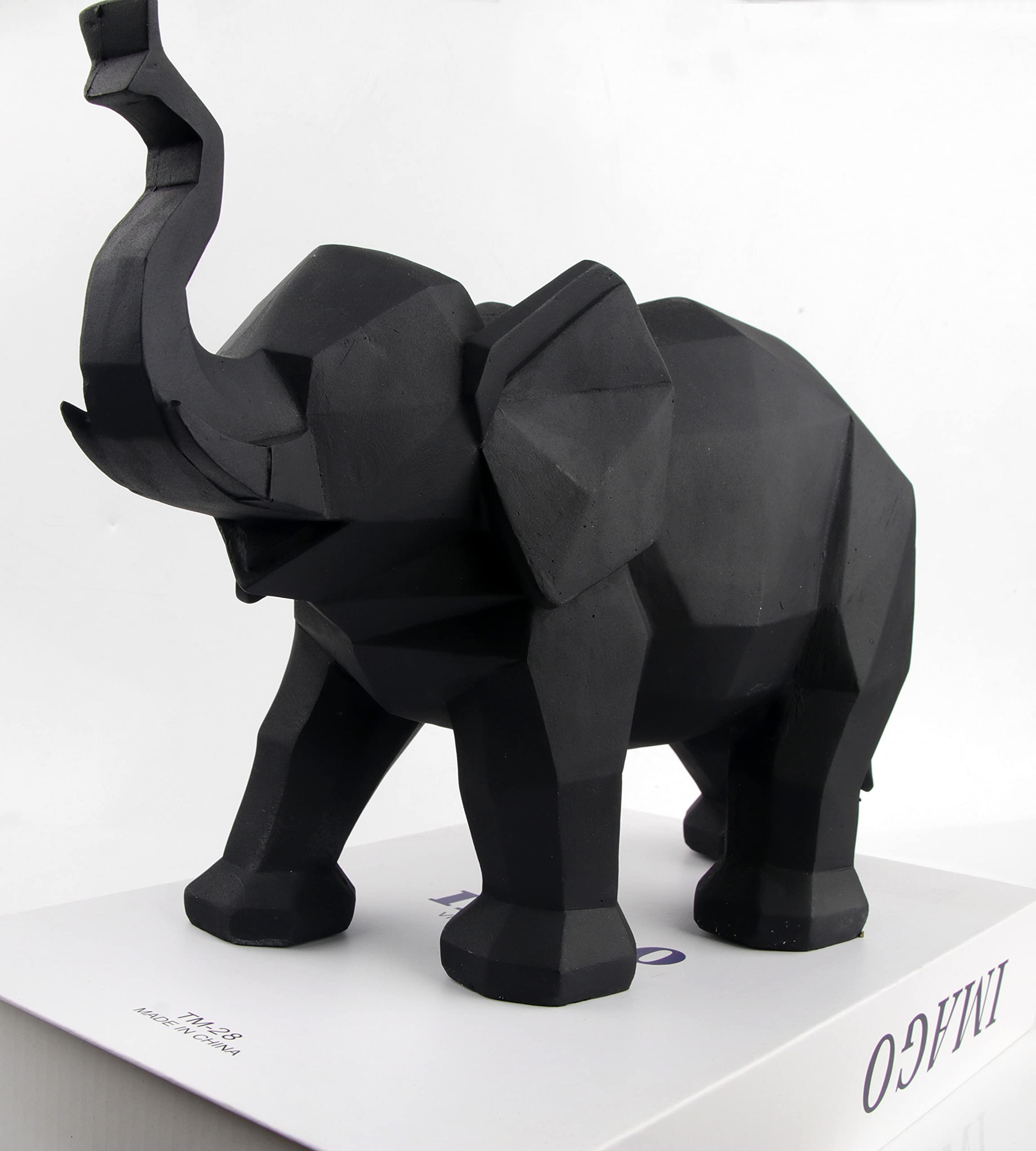 ABEESEA Large Black Elephant Sculpture Statue Collectible Figurines with Trunk Up Wealth Lucky Elephant Figurine,Perfect for Home Decor Gift