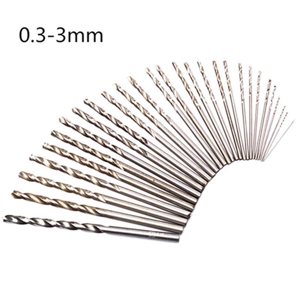mogen886 10Pcs/Set 0.3mm-3mm Micro HSS Spiral Twist Drill Bits Set Mini Drilling Tool Silver 0.9mm