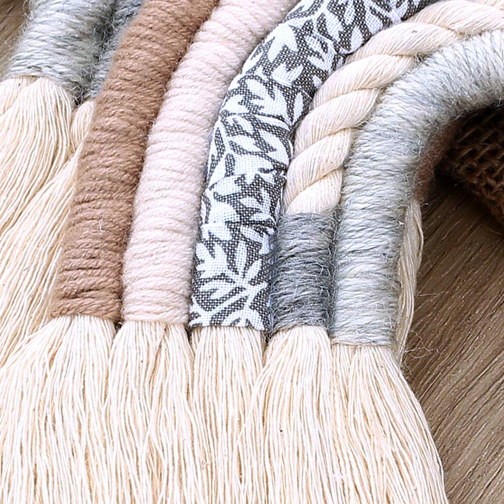 Rainbow Wall Hanging Tassels, Nordic Woven Rainbow Wall Hanging, Boho Decor Macrame Rainbow Wall Hanging for Baby Girls Kids Nursery Rooms,Modern Home Hanging,Brown Pattern Cloth(8.2x8.2 inches