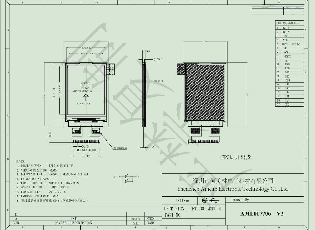AMELIN 1.77 inch 128x160 MCU Small TFT LCD Module