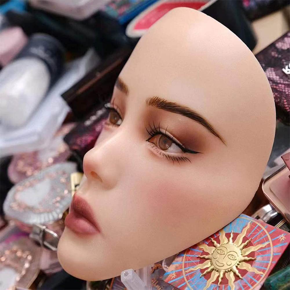3D Realistic Pad with Cosmetic Brush for Makeup Artist Board Makeup Practice, Makeup Artist's Full Face Practice Eyelash Eye Shadow for Self-taught or Professional Enthusiasts(YELLOW)