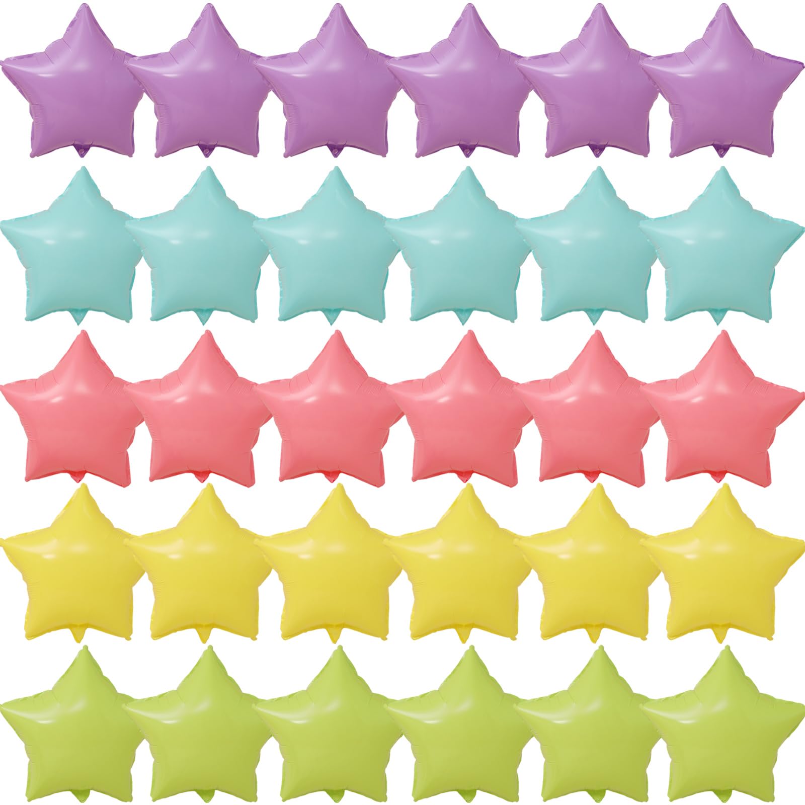 30 Pcs Colorful Star Balloons 18in Foil Star Shaped 18 Inch Balloons Helium Mylar Balloons Foil Balloon Decoration for Women Girls Kids Valentine's Day Birthday Wedding Proposal Bridal Party Decor