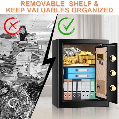 2.5 Cubic Large Fireproof Safe Box with Waterproof Fireproof Document Bag, Anti-Theft Home Safe with Combination Lock, Security Safe for Money Ammunition Medicines