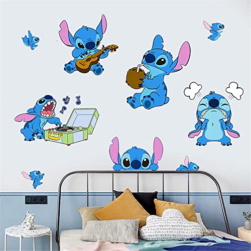 AOLIGL Lilo and Stitch Wall Stickers Disney Cartoon Wall Decals DIY Peel and Stick Vinyl Wall Decor for Kid Girls Boys Bedroom Living Room House Fun (Size: 17.8Ă23.7 inch)