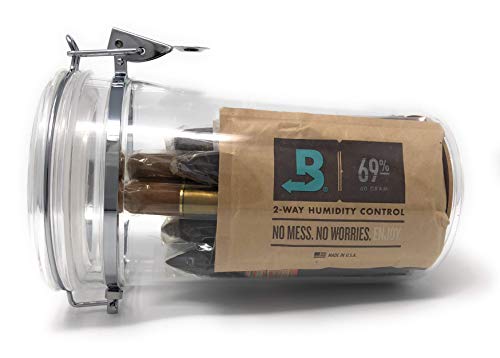 Acrylic Cigar Humidor Jar with Boveda 69% 2-Way Humidity System, 25 Cigar Capacity