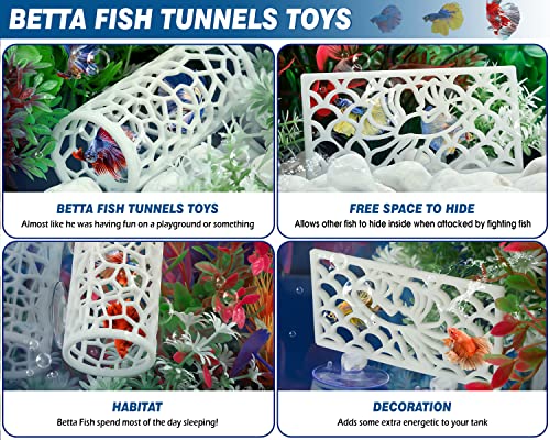 Abizoo Betta Fish Tank Accessories,Betta Bed Tunnel Cave Soft Edges for Delicate Fins, Betta House Shrimp Pleco Hide Resting Tube Siamese Fighting Fish Corner Moss Ledge for Aquarium Betta Hammock