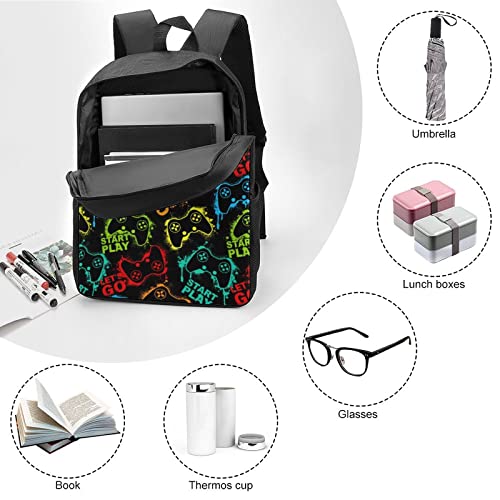 Aeoiba Abstract Gamepad Weapon Gamer Gaming Travel Laptop Backpack, Stylish Durable Student Bookbag Large Capacity Business Computer Bag Casual Daypack for Men Women Adults