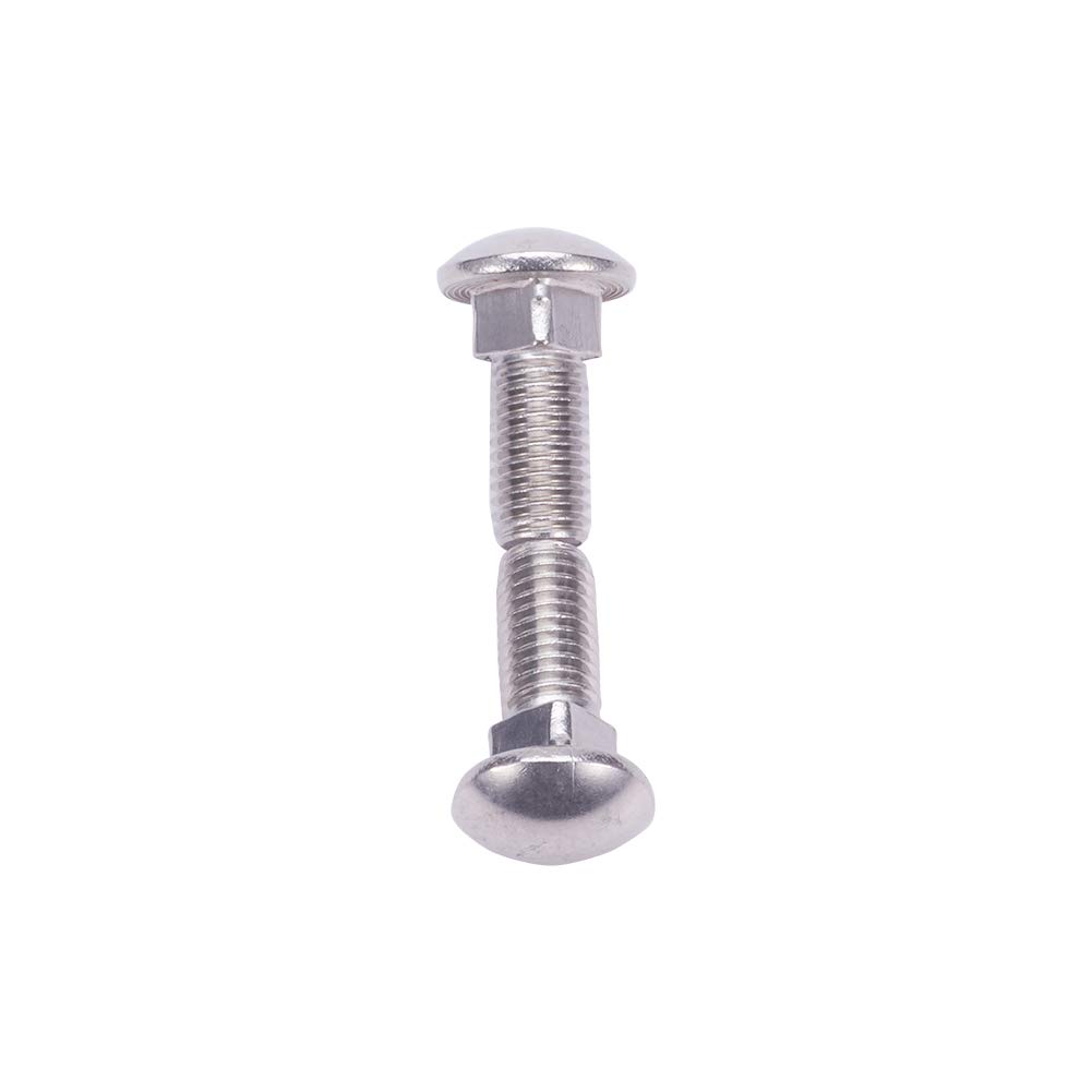 MroMax 2PCS Carriage Bolts M12x45mm Half Round Head Square Neck Bolt Fasteners 304 Stainless Steel Neck Carriage Bolt Silver Tone