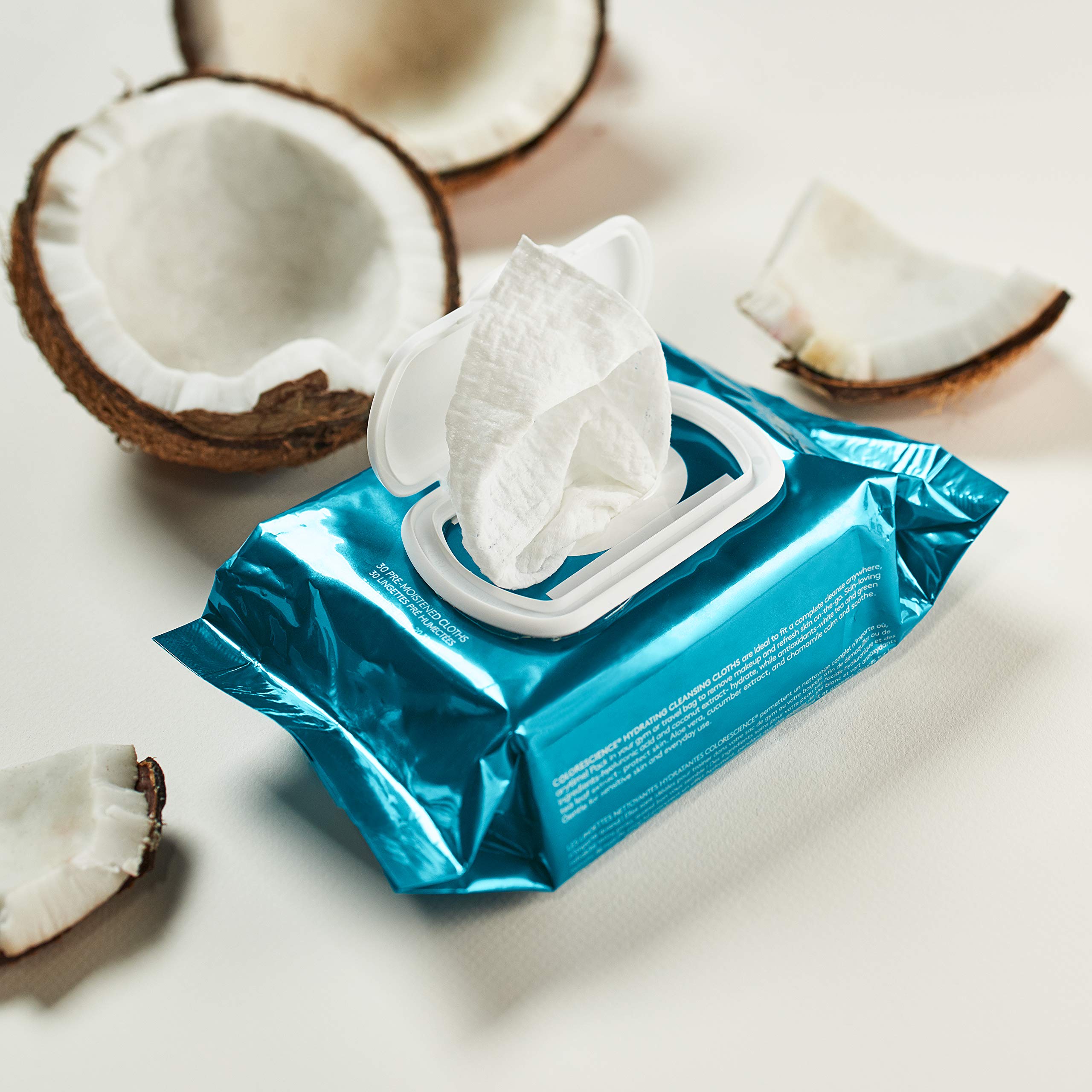 Colorescience Hydrating Cleansing Cloths, 30 Pre-Moistened Cloths, Fragrance-Free & Hypoallergenic,30 Count(Pack of 1)