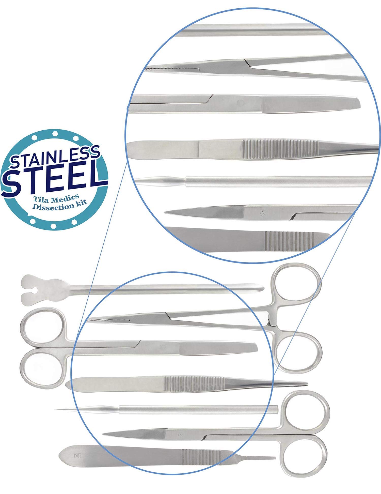 22Pcs Advanced Dissection Kit for Medical Biology & Veterinary Students- Anatomy Lab Botany Animal Frog etc Dissecting Kit. Premium Stainless Steel Scalpel Knife Handle-11 Blades