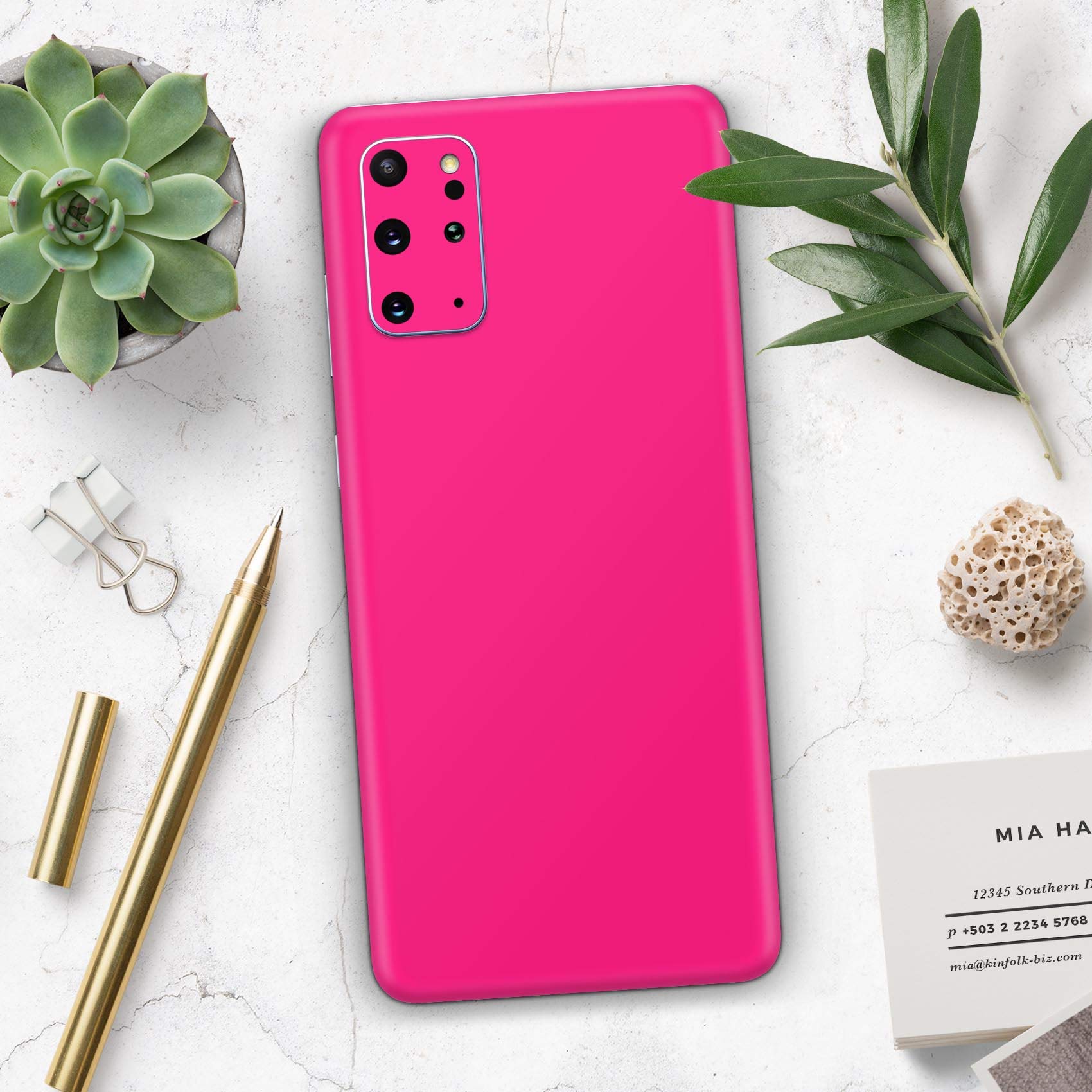 DesignSkinz Solid Pink V2 Protective Vinyl Decal Wrap Skin Cover Compatible with The Samsung Galaxy S20 (Screen Trim & Back Glass Skin)