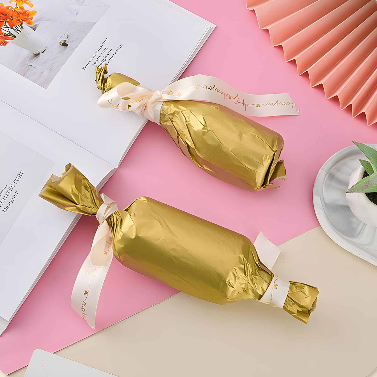 50 Sheets Gold Tissue Paper for Gift Bags - 14 x 20 Inches Recyclable Gold Wrapping Paper for Weddings Birthday DIY Project Christmas Gift Wrapping Crafts Decor