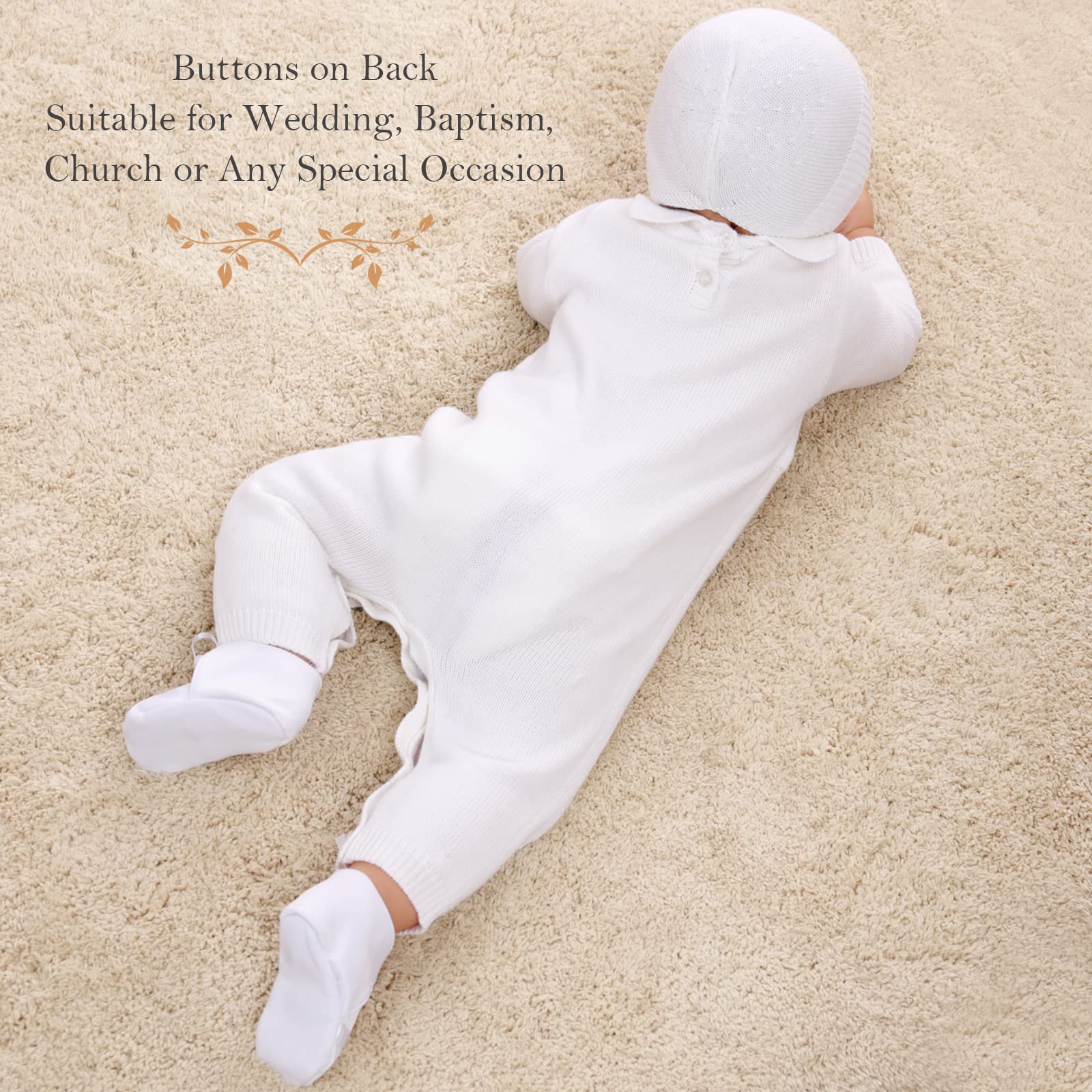 Booulfi Baby Boy's Christening Baptism Outfits Suit with Hat,Cross Detail