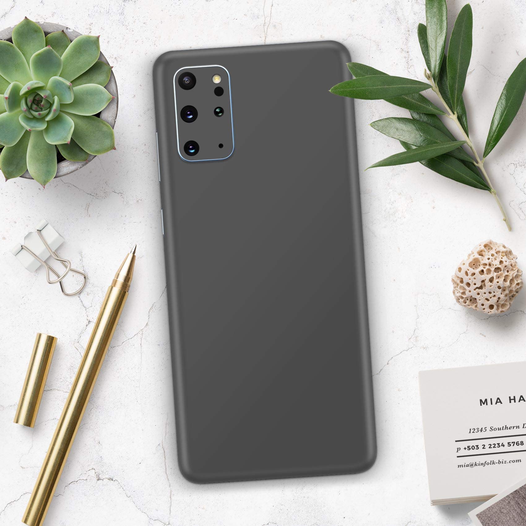 DesignSkinz Solid Dark Gray Protective Vinyl Decal Wrap Skin Cover Compatible with The Samsung Galaxy S20 (Screen Trim & Back Glass Skin)