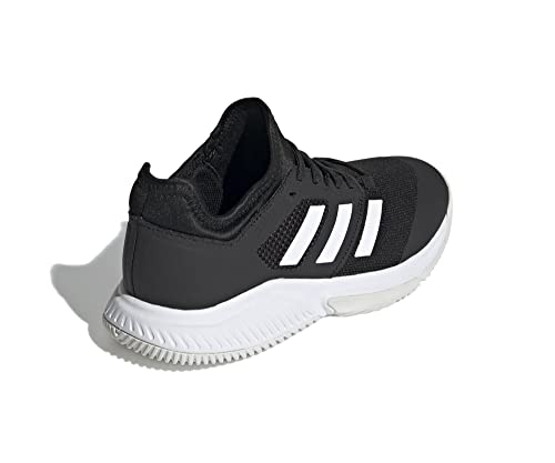 adidas Women's Court Team Bounce Volleyball Shoe, Black/White/Silver Metallic, 6.5