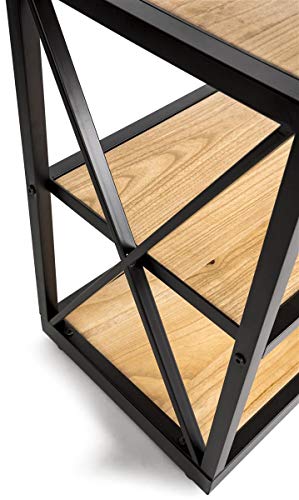 Displays2go Industrial X-Sided 3-Shelf Unit, Solid Pine β Natural (XSHF3NAT)