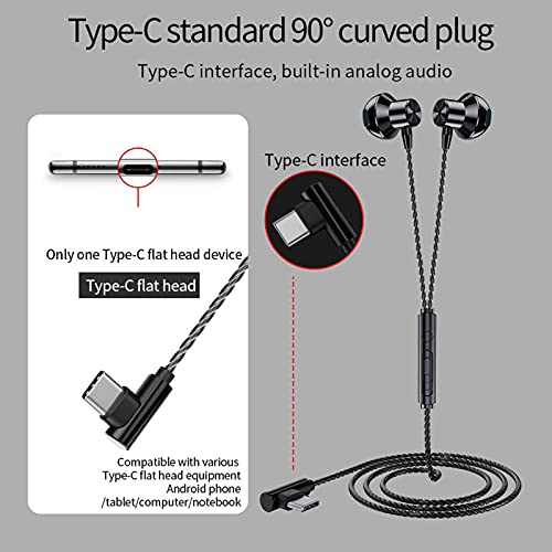 Opla3ofx Type-C Wired Earbuds in Ear Headphones with Built-in Mic & Volume Control, Earbuds Wired Stereo Universal Earphones in-Ear Headphones Bass Earbuds Pink