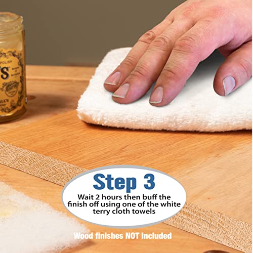 22 Piece Wood Finish Applicator Bundle • Includes 10 White Non-Woven Pads 2 Terry Cloth Buffing Towels and 10 Stirring Sticks for Applying Finishes • Wax • Wood Butter and More to Woodworking Projects