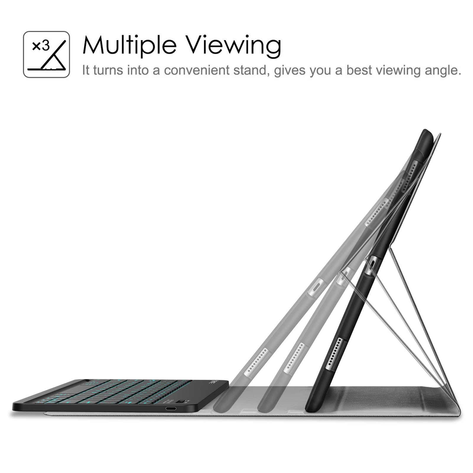 FINTIE Keyboard Case - 2017/2015 iPad Pro 12.9 inch (Old Model) 1st & 2nd Gen Case, Soft TPU Protective Cover, [7 Color Backlit] Magnetically Detachable Wireless Bluetooth Keyboard, Black