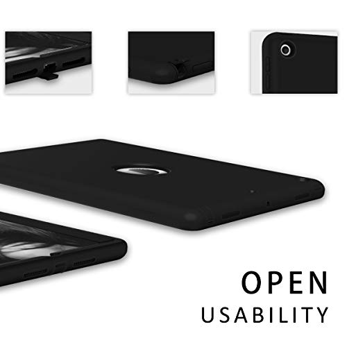 Hocase iPad 9th Generation Case, iPad 10.2 2021 Case, Heavy Duty Shockproof Soft Silicone Rubber Bumper+Hard Plastic Hybrid Protective Case for iPad 9th/8th/7th Generation 10.2 - Black
