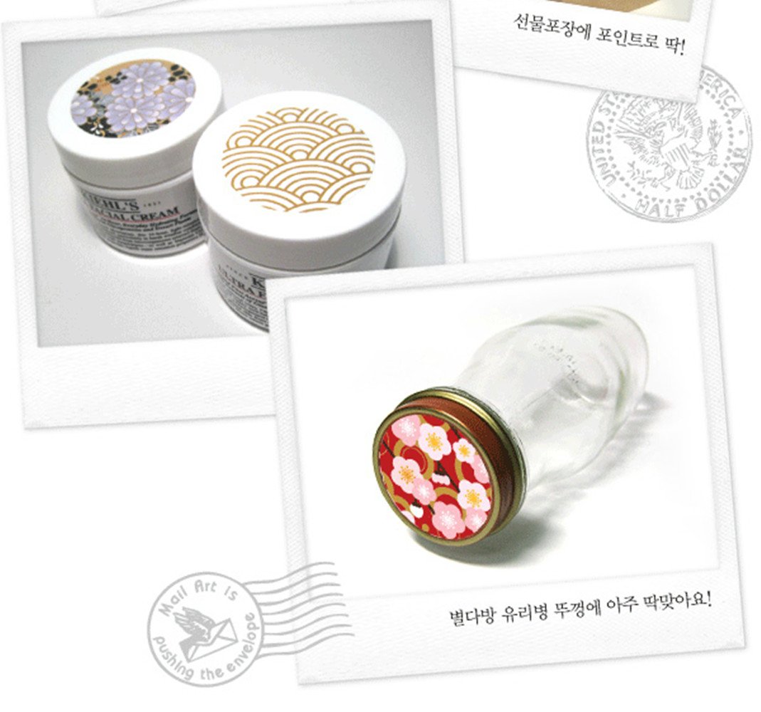 ALIMITOPIA Japan Style Sealing Sticker,Round Japanese Traditional Pattern Self-Adhesive Universal Sealing Paster Gift Packing Decorative Labels Envelope Seals(10 Sheets,90pcs)