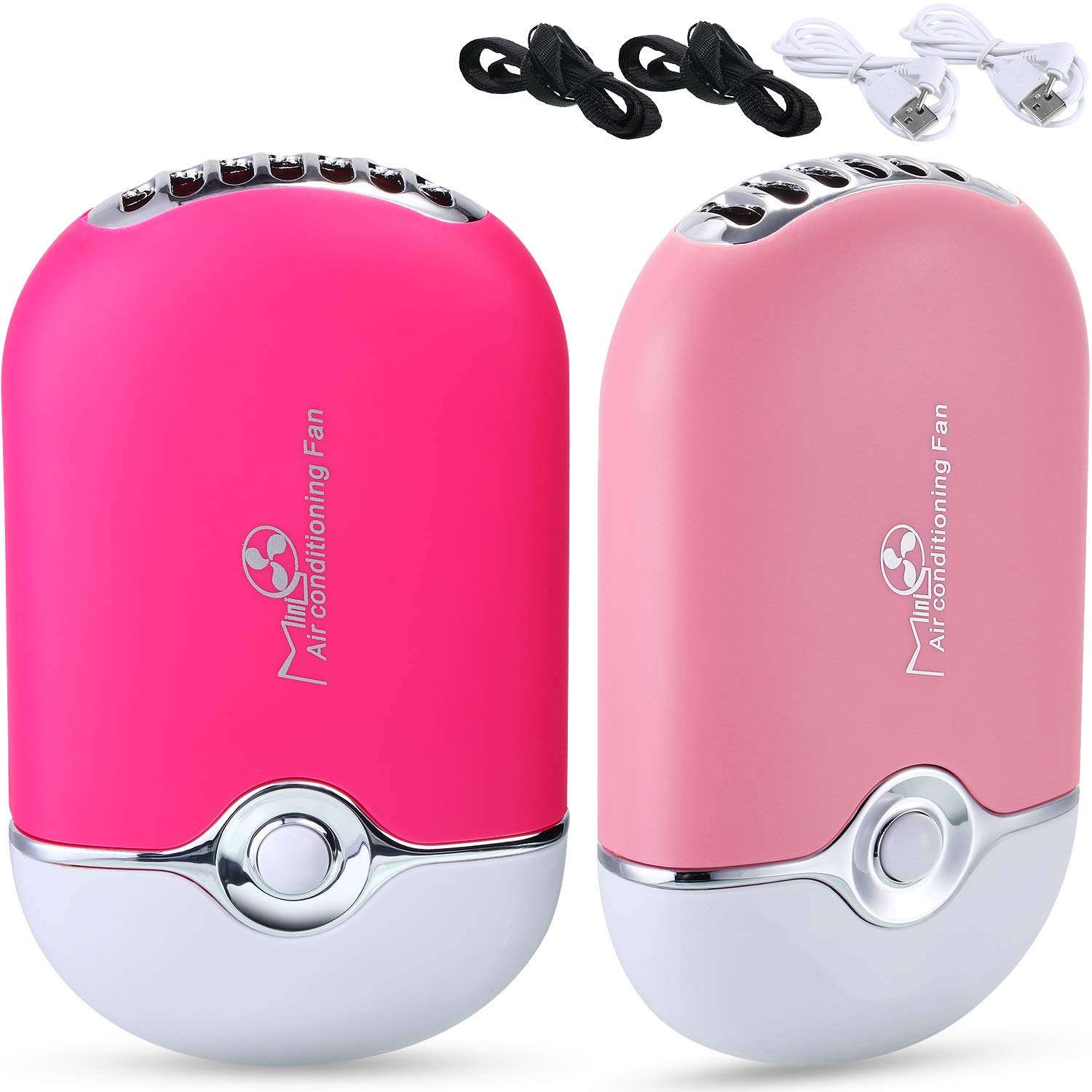 2 Pieces Mini Portable Fan USB Air Conditioning Blower Mini Air Conditioning Fan Mini Dry Fan Tool Eyelashes Dryer Fan for Eyelash Extension (Pink and Rose Red)