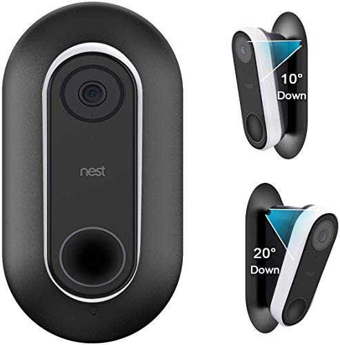 HOLACA Angle Mount for Google Nest Hello Doorbell with Downward 10&20 Degree Wedge,Wall Plate Cover Mounting Bracket Kit Compatible with Nest Hello Video Doorbell (Black)