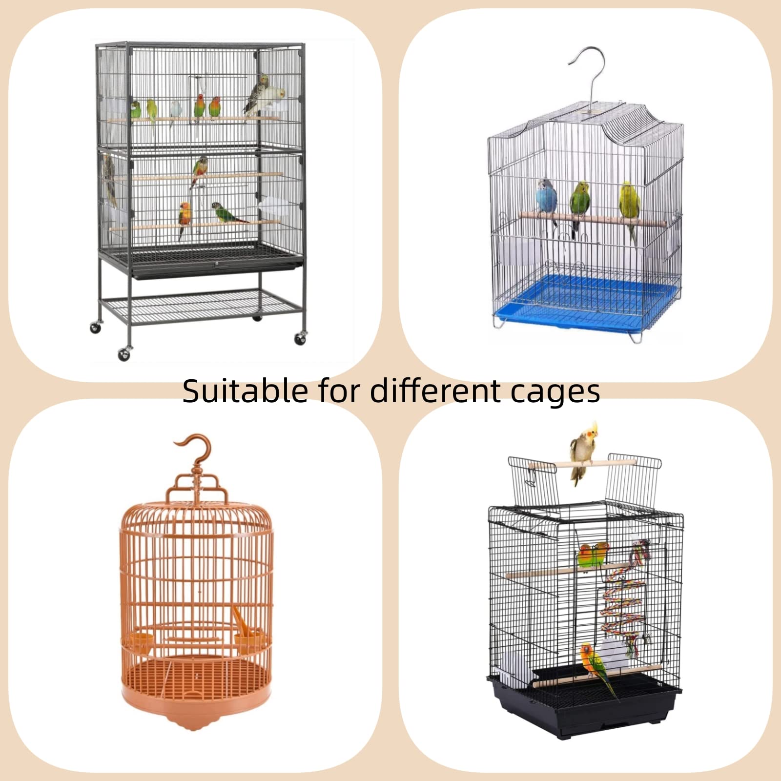 2 Pieces Bird Cage Seed Catcher, Universal Nylon Mesh Bird Cage Cover, Airy Cage Net Stretchy Skirt for Parakeet Parrot Macaw African Round Square Cage, Prevent Scatter and Mess (Black+White, M)