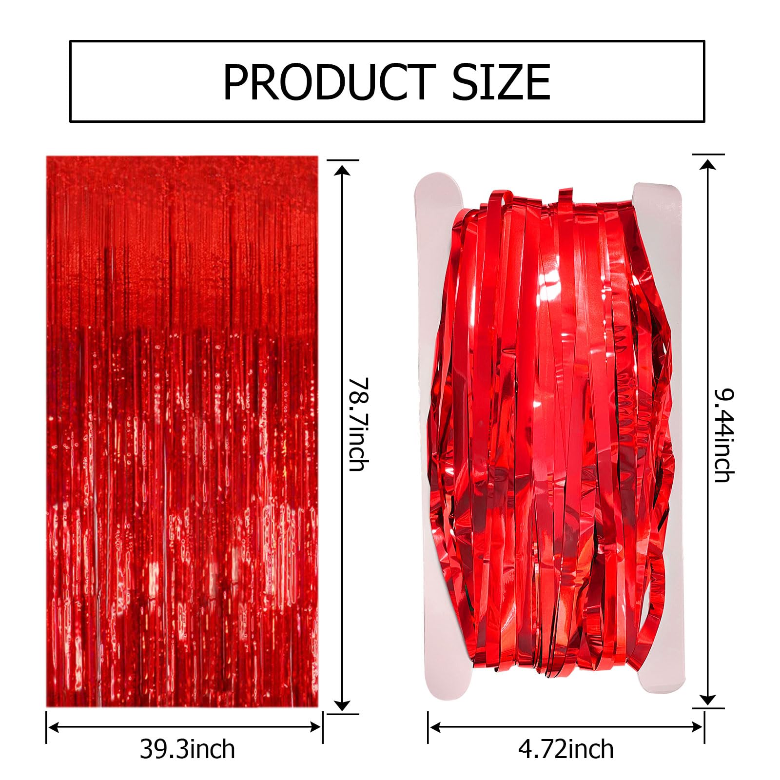 2 Pack Red Streamers Party Backdrop Christmas Decorations Foil Fringe Backdrop Curtains Carnival Casino Theme Birthday New Year Holiday Celebration Bachelorette Party Decorations Supplies