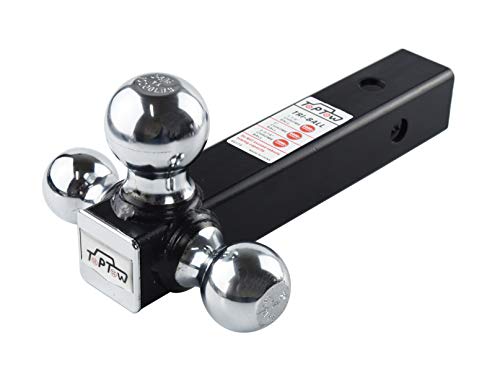TOPTOW 64173HP Trailer Hitch Tri Ball Mount with 5/8 inch Hitch Pin, Chrome Balls, Fits for 2 inch Hitch Receivers, Hollow Shank…
