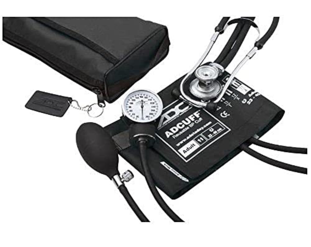 ADC 768-641-11ABK Pro's Combo II SR Adult Pocket Aneroid/Scope Kit with Prosphyg 768 Blood Pressure Sphygmomanometer, Black