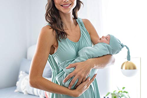 Baby Be Mine 3 in 1 Labor/Delivery/Nursing Hospital Gown and Matching Swaddle Set (Sage, S/M pre preg 2-12)