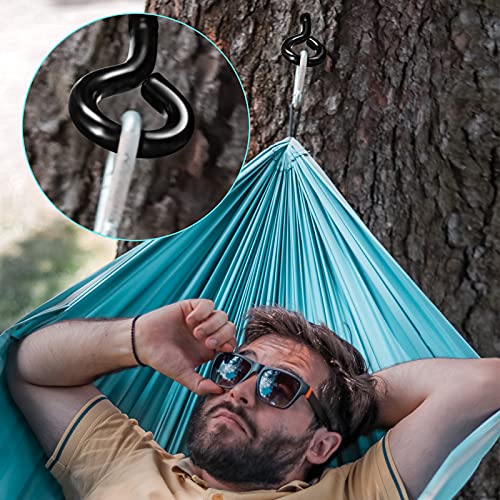 teziicus 8 Pack 3.2 Inches Screw Eyes Black,Eye Hooks Screw in Heavy Duty,Eye Bolt,Long Eye Screws Ring ,Swing Hooks for Hammock Stand, Swings Chair,Yoga, Indoor & Outdoor,Self Tapping Screws…