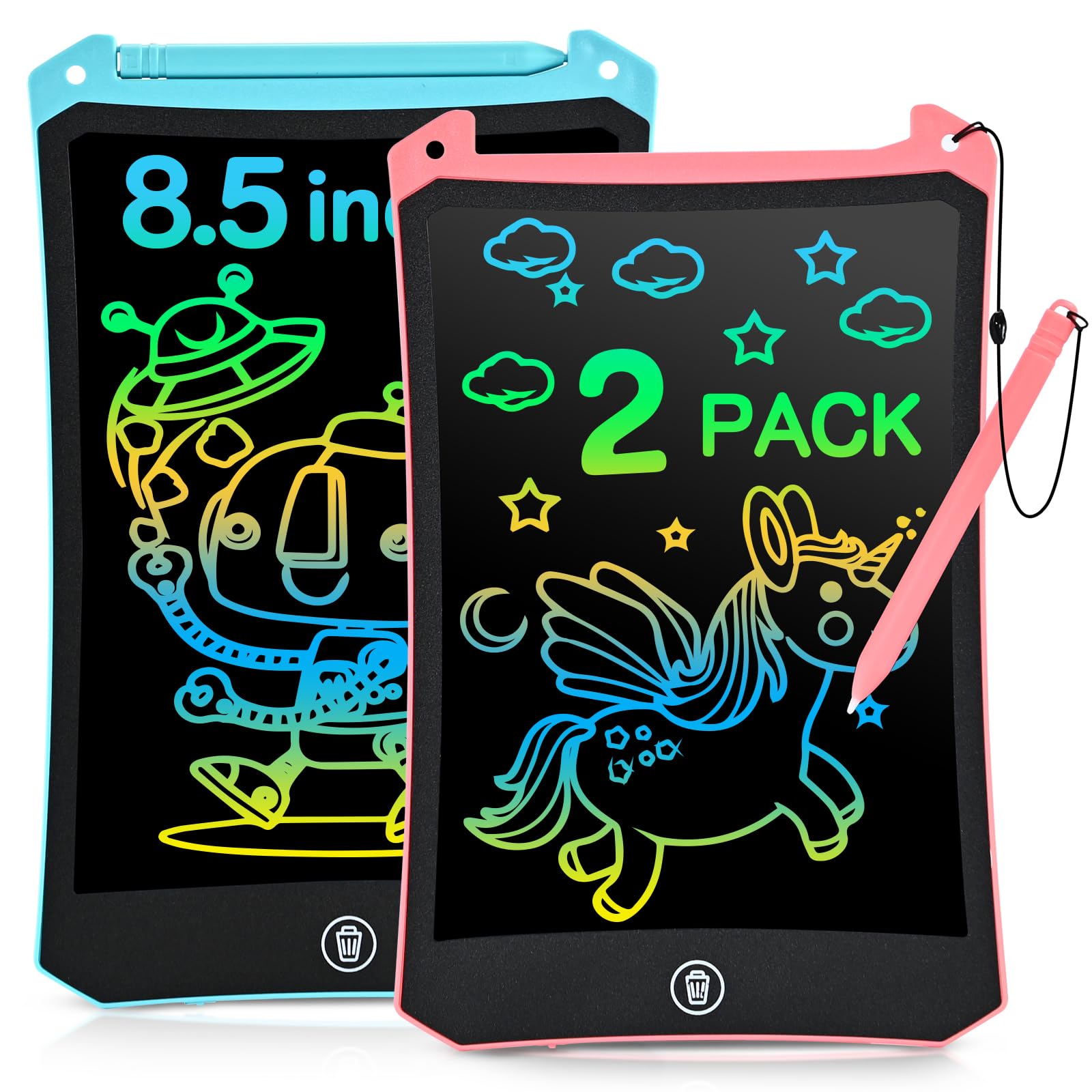 LCD Writing Tablet, 2 Pack Toddler Kids Toys, 8.5 Inch Coloring Books Drawing Pad, Travel Essentials Easter Basket Stuffers for Teens Kids, Toys Birthday Gifts for Girls Boys Age 3-8