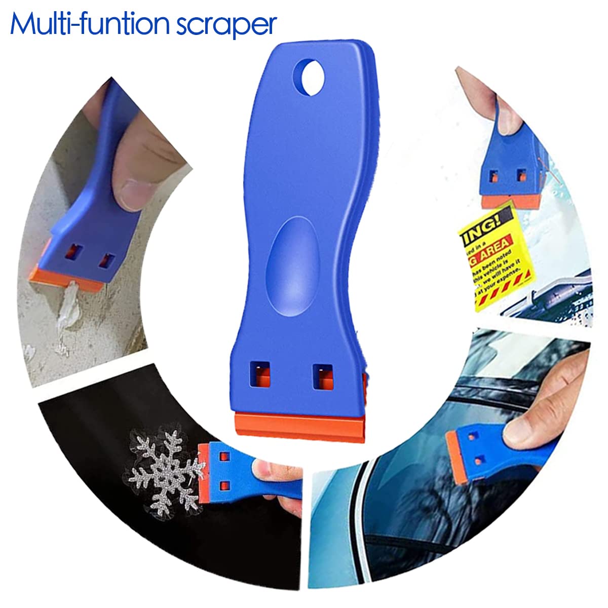 3Pack Plastic Razor Blades Scraper Tool (1Spatula)10 Double Edged blades,No Scratch Sticker Removal Scraper for Cleaning Adhesive Label Decal Glue from Stove top,Glass Window,Cooktop,Car Windshields.