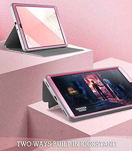 Popshine Marble Series Designed for Samsung Galaxy Tab A 10.1 2019 Case, Model SM-T510/T515, Full Body Premium 360 Degree Protective Folio Cover with Built-in Screen Protector, Liquid Marble Pink