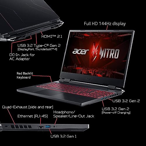 Acer Nitro 5 Gaming Laptop | Intel Core i5-12500H(＞11800H) | NVIDIA GeForce RTX 3050 Ti Laptop GPU | 15.6" FHD 144Hz IPS Display | Killer Wi-Fi 6 | Backlit Keyboard w/HDMI (32GB RAM | 2TB PCIe SSD)