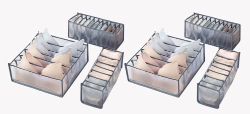 3PCS Wardrobe Clothes Organizer for Underwear and Clothing; 6,7 and 11 grids for clothes storage organization, dresser, drawer and closet organizers for: Underwear, Bra, Sweater, T-Shirt, Sock, & More