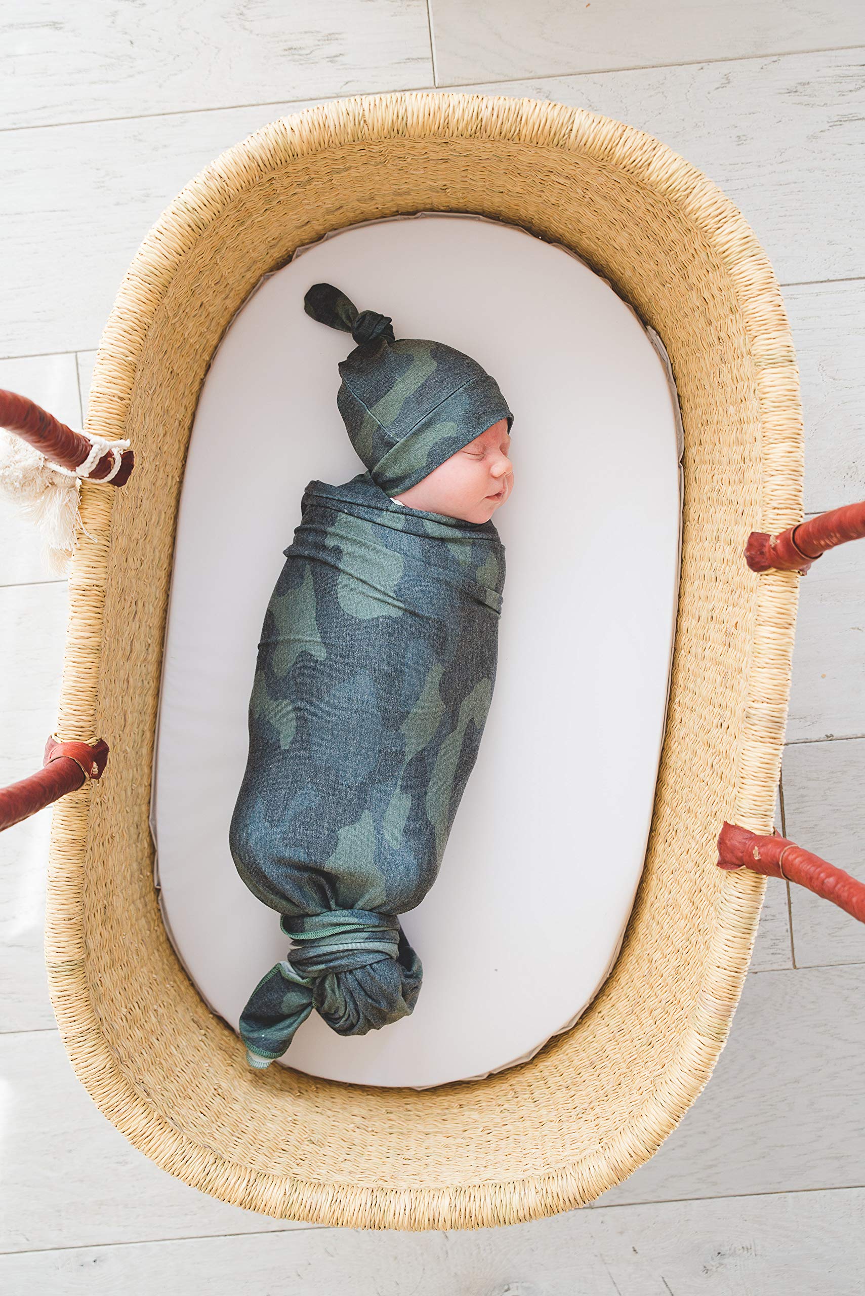 Baby Beanie Hat Top Knot Stretchy Soft"Hunter" by Copper Pearl
