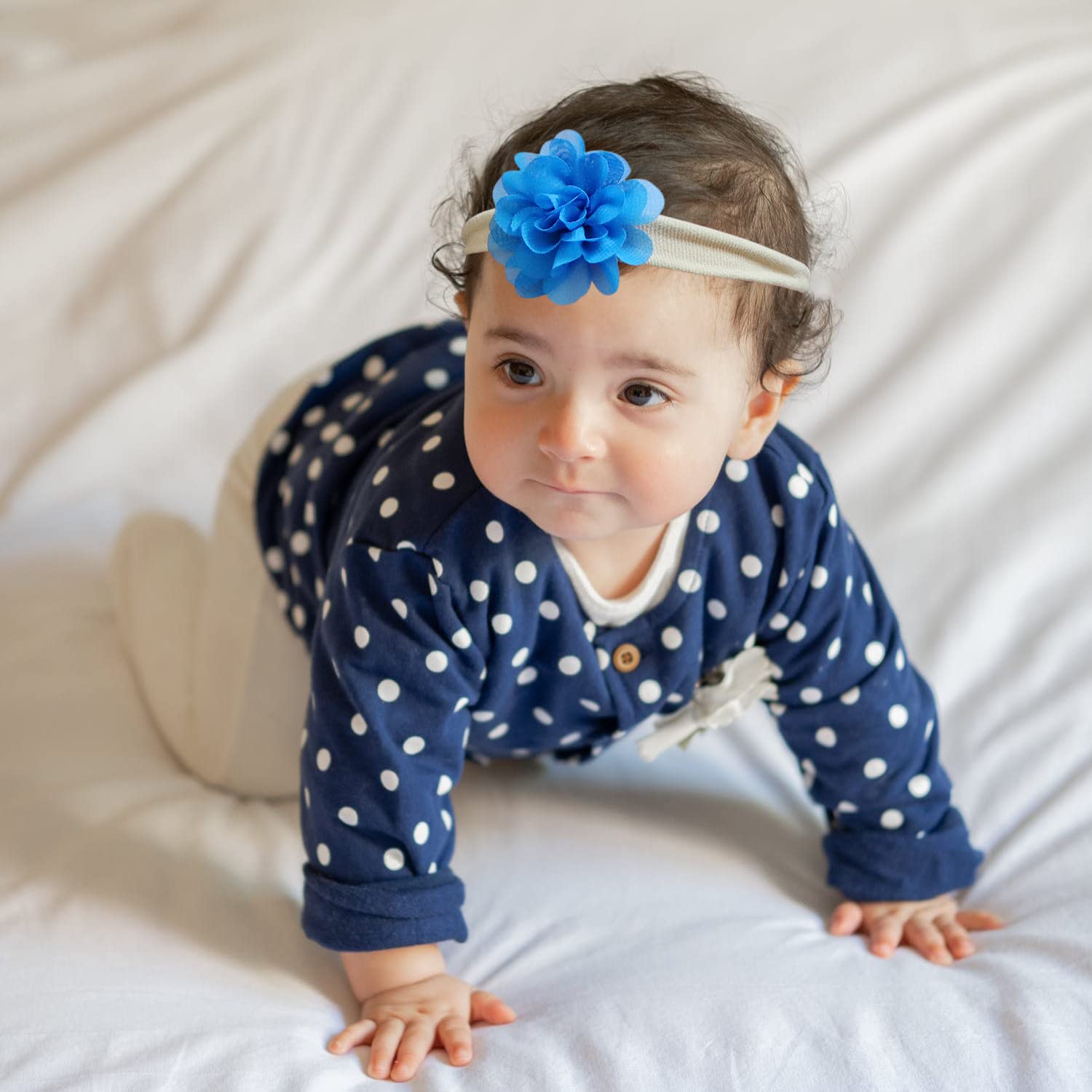 ALinmo 40 Pack 2" Chiffon Flower Headbands Elastics Nylon Headbands Hair Accessories for Baby Girls Newborn Infant Toddlers Kids