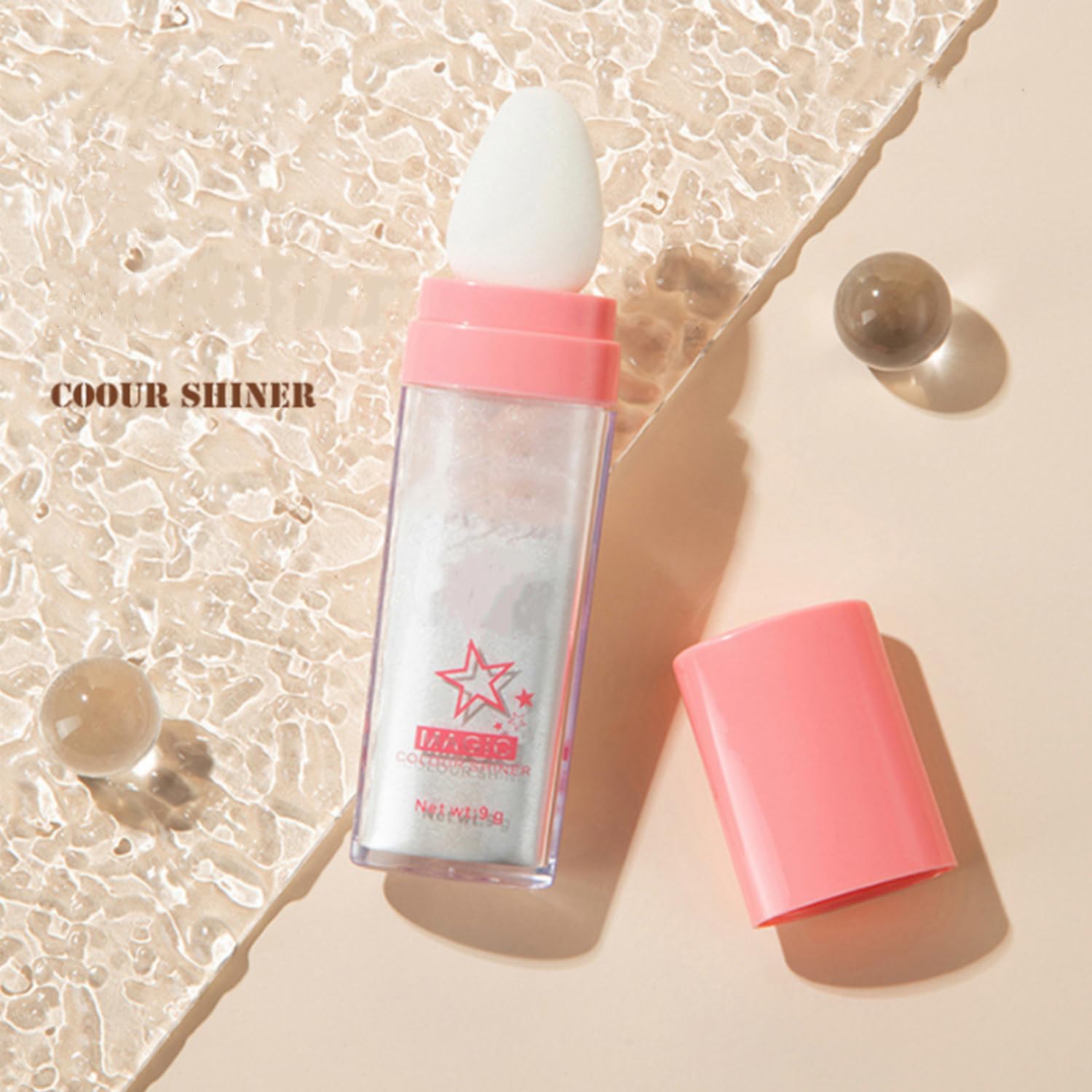 3PC Shimmer Face and Body Highlighter Powder Stick Makeup,Natural Three-dimensional Face Powder Blusher,High Gloss Fairy Glitter Sparkle Patting Powder Makeup (White+pink+gold)