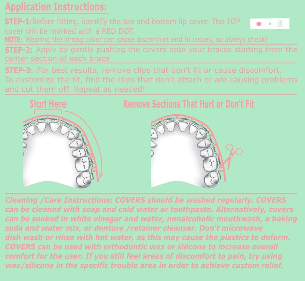 Comfort Cover for Braces, Lip Protector Mouth Guard Lip Cushion Teeth Shield Bumper for Brackets, Aligner, Dental Wax Alternative, Hard and Rigid Clip