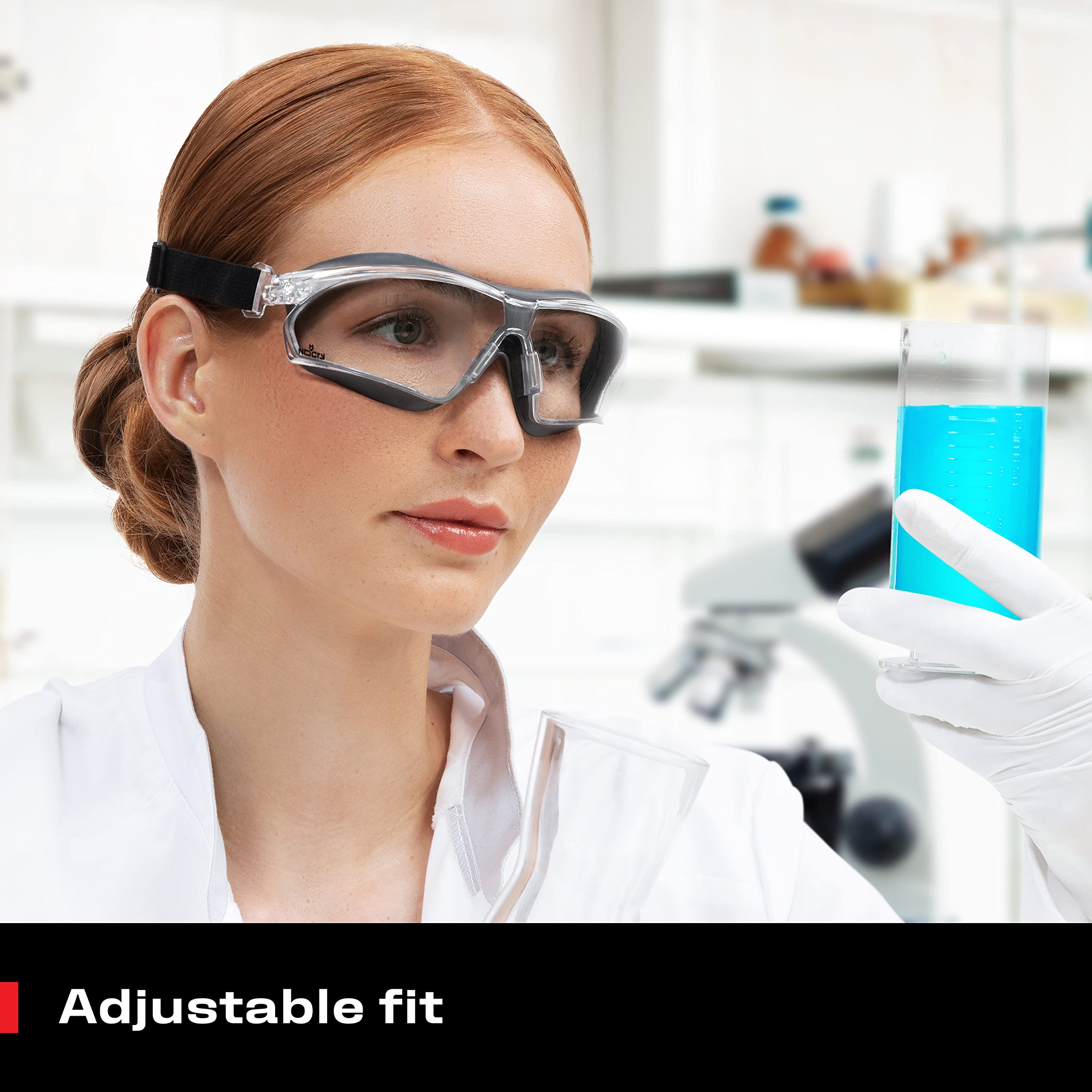 NoCry Anti Fog Safety Goggles for Women with Premium Anti Scratch Coating; ANSI Z87 Certified Chemistry Goggles, Protective Goggles with Adjustable Headband β Perfect Dust Goggles and Science Goggles