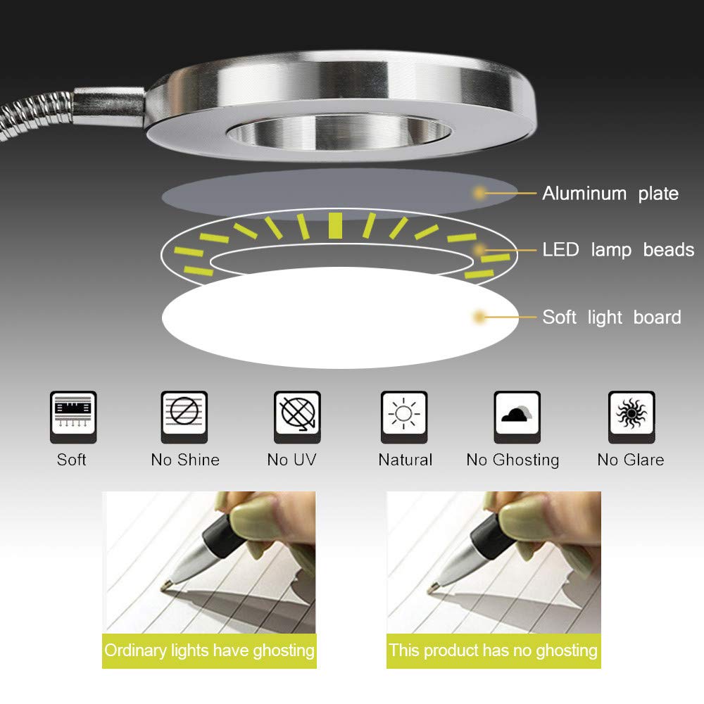 2.5X Magnifying Lamp, ATOMUS LED USB Rechargeable Tattoo Beauty Magnifier Lamp with Metal Clip for Eyebrow Tattoo Manicure Eyelash Extension Read