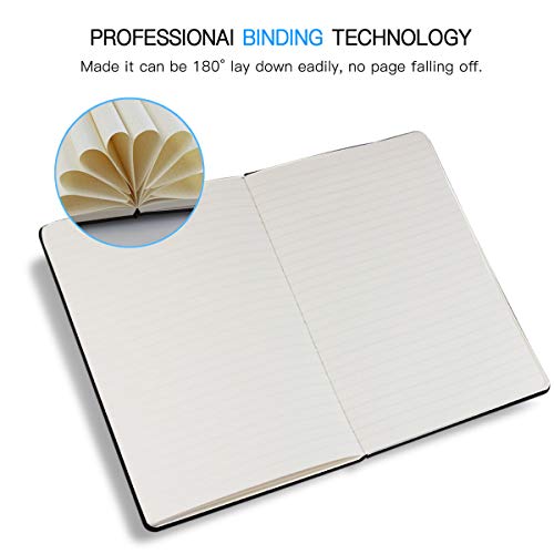 Classic Notebooks Lined Hardcover 2 Pcs A5 Hardcover Faux Leather Notebooks Premium PU Leather 120 GSM Quality Thick Paper 5 x 8.25 Inches Journal Notebook for Work & School 2 Black