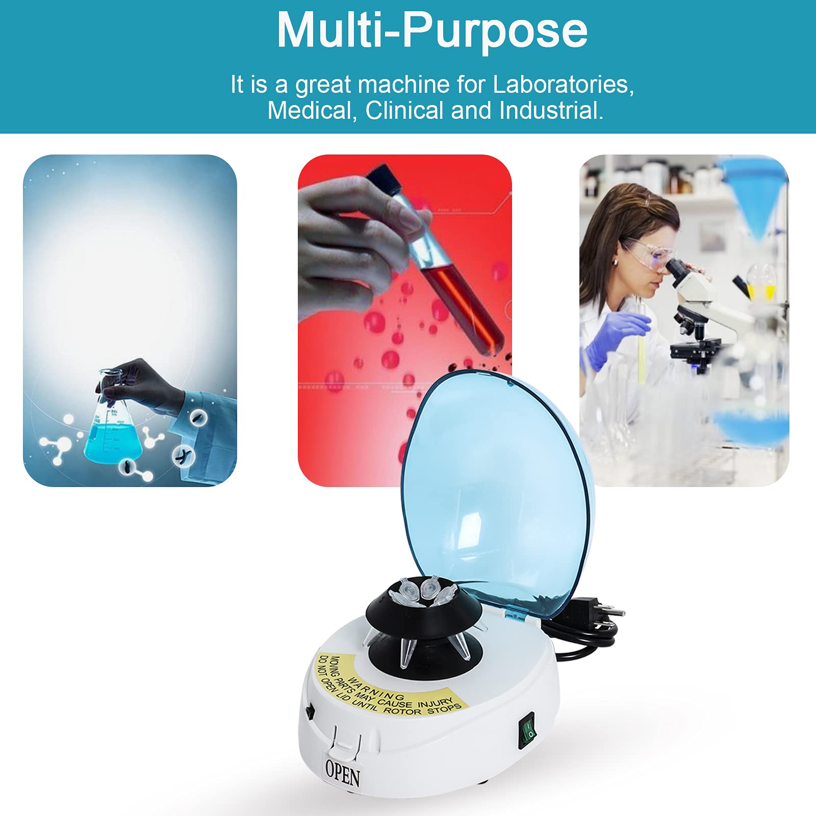Mini Centrifuge Machine 𝟒𝟎𝟎𝟎𝐫𝐩𝐦, Mini Portable Desktop Centrifuge Laboratory, 110V Lab Benchtop Centrifuge, 2 Rotors for 2ml/1.5ml/0.5ml/0.2ml Centrifuge Tubes