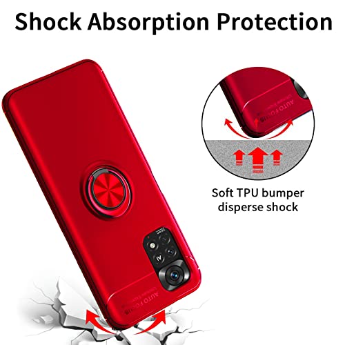 AKABEILA for Oppo A96 4G/Realme 9i/A36 4G/A76 4G/K10 4G/Realme 10T 5G Case Screen Protector Cover [with Tempered Glass Free] Carbon Fiber Silicone Bracket Phone Holder Shockproof Cases 6.59"