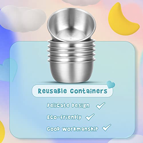 6 Pcs Unicorn Salad Dressing Containers to Go 1.9 oz Kid Condiment Sauce Containers Stainless Steel Small Containers with Lids Silicone Lid Bento Box Accessories Leakproof Condiment Cup for Food